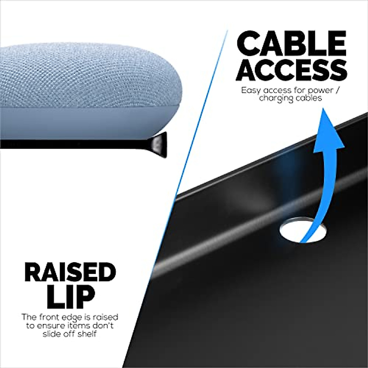 BRAINWAVZ 2-Pack 12" Floating Metal Wall Shelf for Books, Organizer, Speakers, Plants, Cameras, Books, Decor Display, Storage, Routers & More Wide Universal Holder Shelf (Black)