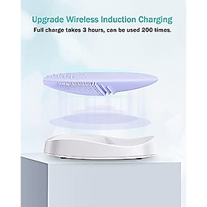 EZBASICS Facial Cleansing Brush Made with Ultra Hygienic Soft Silicone, Waterproof Sonic Vibrating Face Brush for Deep Cleansing, Gentle Exfoliating and Massaging, Inductive Charging (Violet)