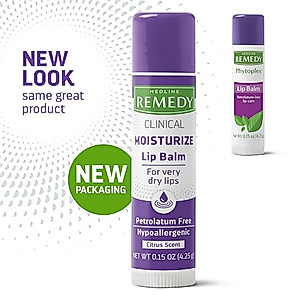 Medline Remedy Clinical Lip Balm, 3 Count, Citrus Scent, Moisturizing, Hydrating, Nourish, Nutrient Rich, Soothing Natural Oils, Revitalize, Comforting, Skin Conditioners, 0.15 oz Stick