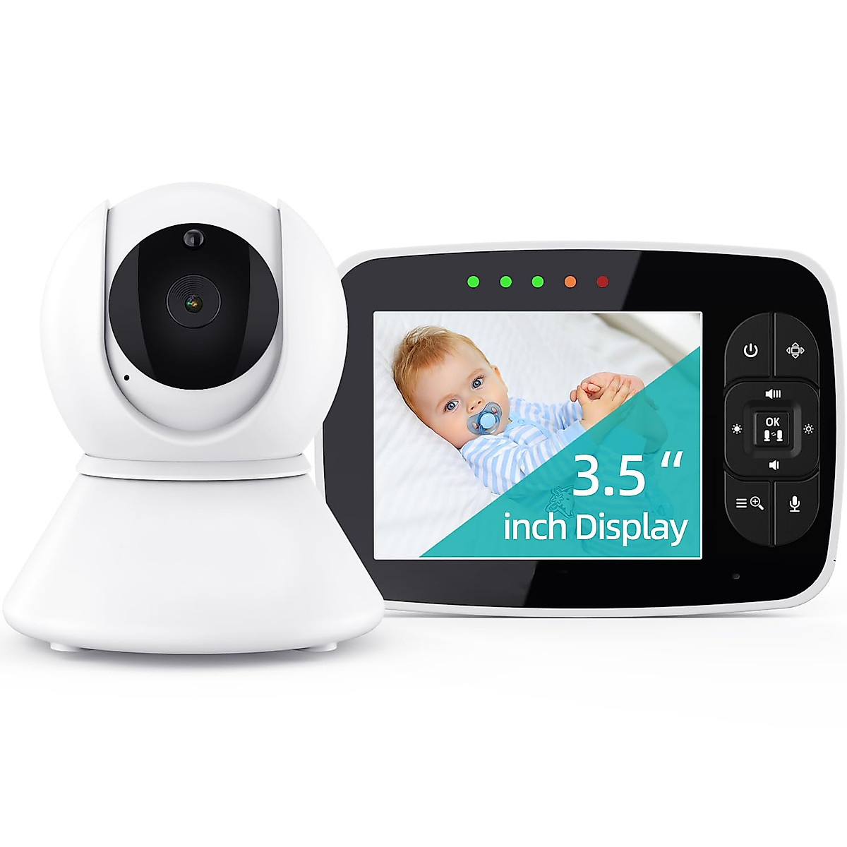 Kidsneed SM935C Baby Monitor with Camera and Audio | Keep Babies Safe with 19 Hour Battery Life, 3.5” Large Screen, Night Vision, Talk Back, Room Temperature, Lullabies, 960ft Range