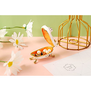 FASSLINO Pearls Bathtub Trinket Box Hinged Enameled Hand-Painted Ornaments Decorative Craft Gift for Home Decor