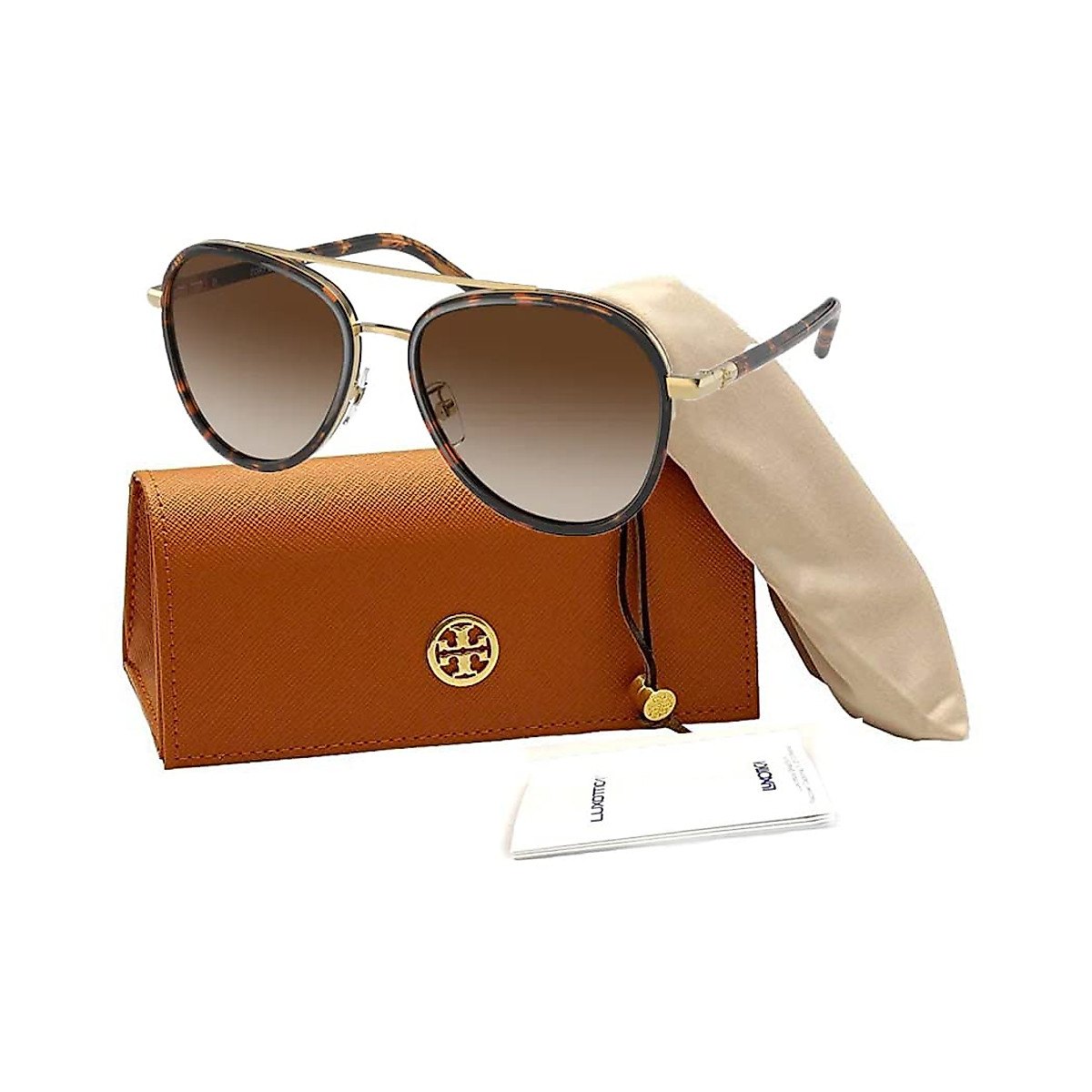 Tory Burch TY6089 330413 57MM Dark Tortoise/Brown Gradient Aviator Sunglasses for Women + BUNDLE With Designer iWear Eyewear Kit