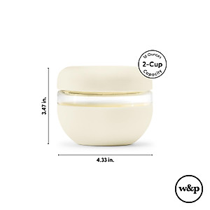 W&P Porter Seal Tight Glass Lunch Bowl Container w/ Lid Slate 16 Ounces Leak & Spill Proof, Soup & Stew Food Storage, Meal Prep, Airtight, Microwave and Dishwasher Safe, BPA-Free Glass