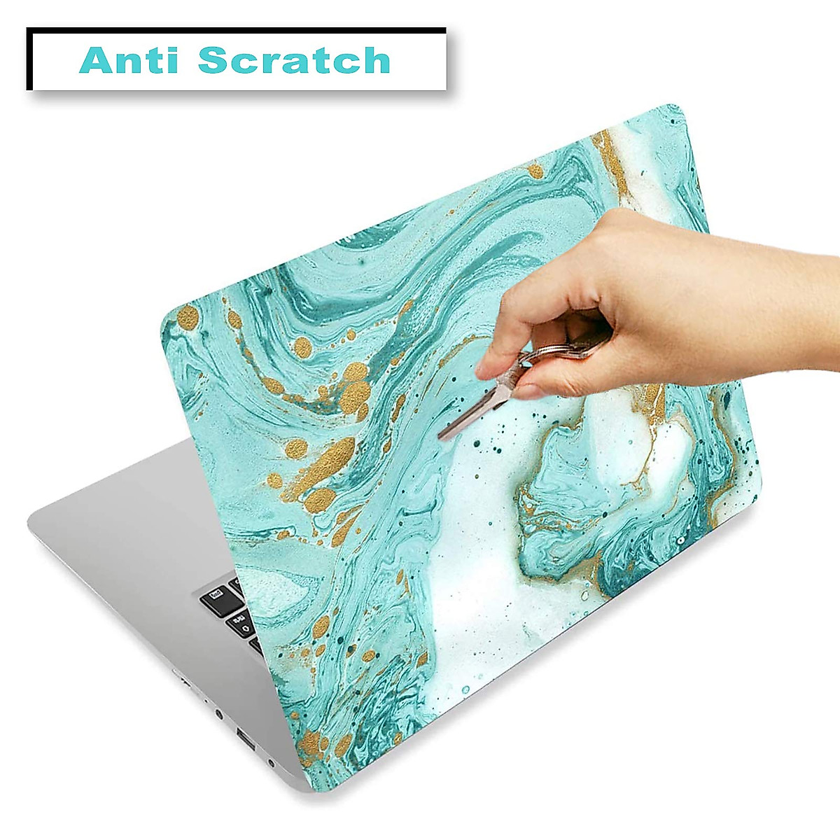 ArtSo Laptop Skin Sticker Decal 12" 13" 13.3" 14" 15" 15.4" 15.6 inch Laptop Universal Netbook PC Notebook Vinyl Reusable Skin Sticker Cover Art Decal Case Protector Personalized, Teal Turqoise Marble