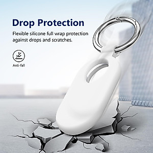 Silicone Case Compatible with Samsung Galaxy SmartTag 2, Anti-Scratch Silicone Protective Skin Cover for SmartTag 2 (2023) with Keychain (White)