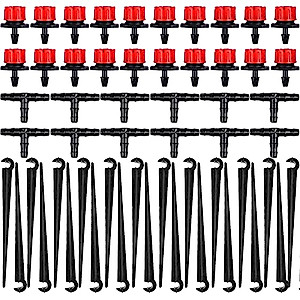 Kalolary 150PCS Drip Irrigation Kit Accessories Plant Watering System Adjustable Micro Flow Drip Irrigation Dripper DIY Automatic Irrigation Set for Gardens, Lawns, Greenhouses