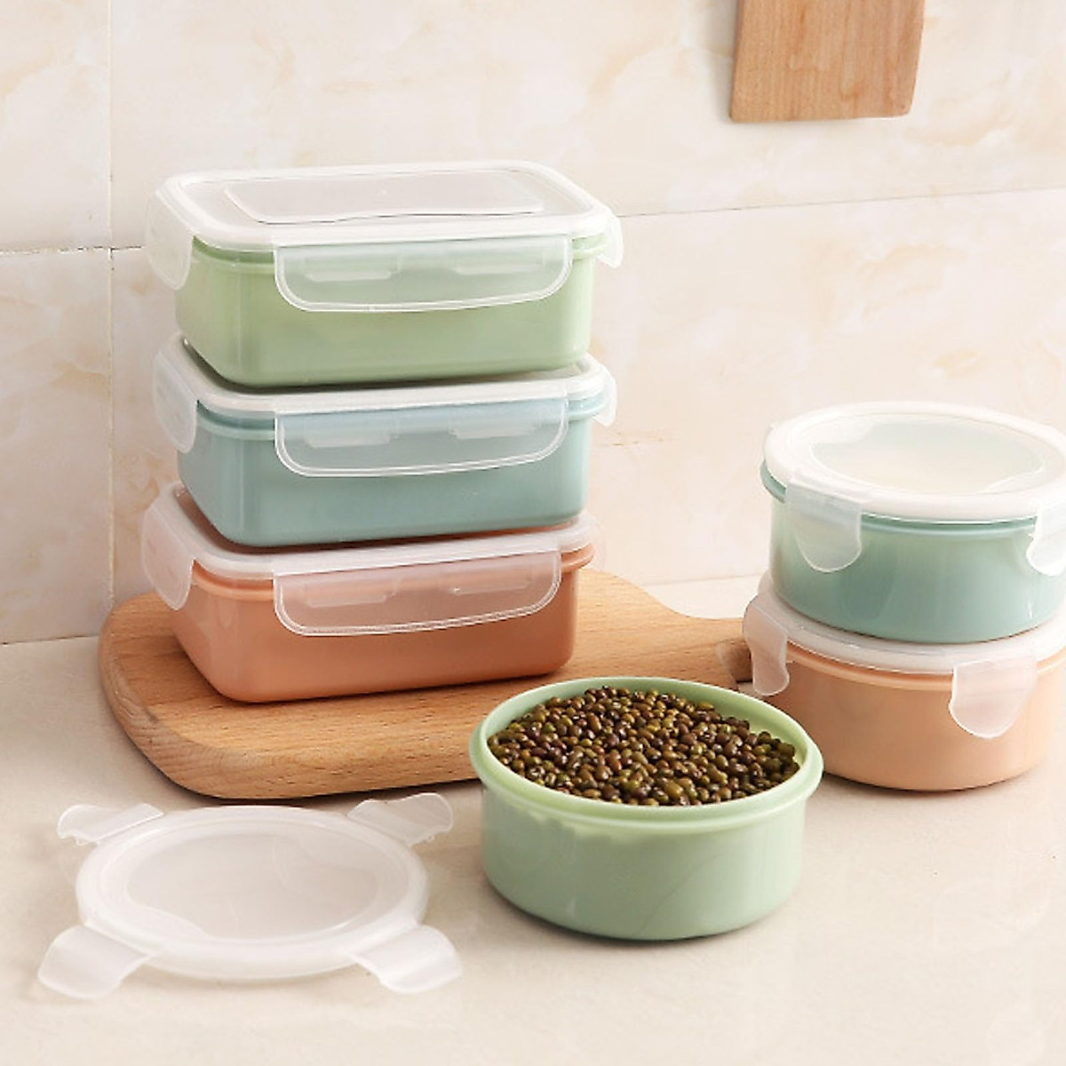 HarmonyBliss Rectangular Airtight Mini Food Storage Container Clear Lid Small Plastic Box Organizer Refrigerator Kitchen Pantry Essentials Compact Portable