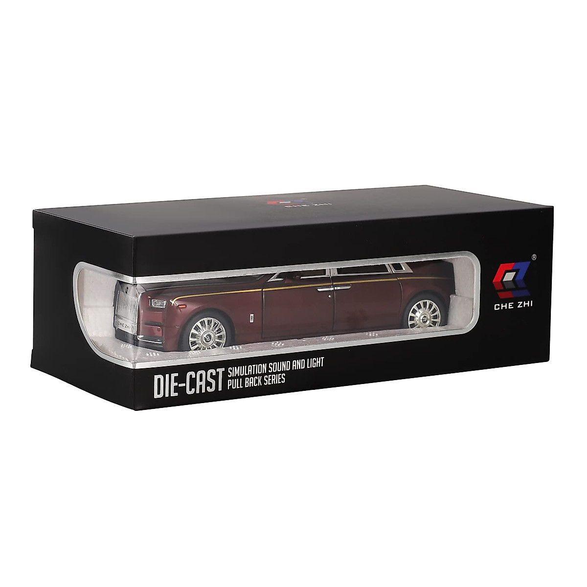 MYJJTYS Toy Car Rolls-Royce Phantom 1/24 Metal Die Casting Model Car for 3 4 5 6 7 Year Old boy Toy with Sound and Light,Classic Car Door Design, Car Logo Can be Folded(red)