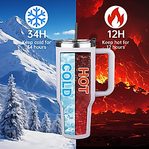 StarSpeed 40 oz Tumbler with Handle and Straw Lid | Stainless Steel Water Bottle Travel Mug Reusable Insulated Cup With Lid And Straw, Keep Cold Heat and Ice for Hours(40oz,Orchid)