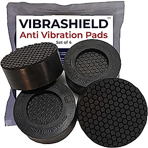 Anti Vibration Pads for Washing Machine with HexaGrip - Stops Washer Dryer Moving, Walking - Prevents Noise, Vibration Transfer - Rubber Antivibration Stabilizer Support Feet Mat - VIBRASHIELD 4 Pack