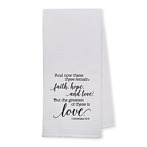 UINHMOP 16''x24'' Inspirational Quote Christian Bible Scripture1 Corinthians 13:13 Soft and Absorbent Kitchen Towels Dishcloths Hand Towels,Christian Gifts for Corinthian Women Teens Girls Mom