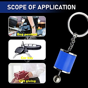 gunhunt 1 PC Car Shifter Keyring, 6 Speed Gear Key Clip, Universal Polished Metal Collectible Key Chain Creative Model (Blue)