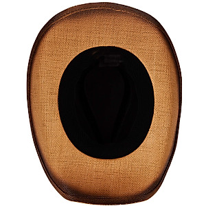 Queue Essentials Men & Women's Woven Straw Cowboy Cowgirl Hat Western Outback w/Wide Brim (Eagle)