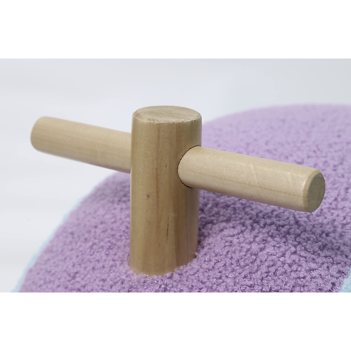 Hopscotch Squad Rainbow Rocker Fully Assembled Natural Wood Rocking Horse with Soft Fleece Multi-Color Puffy Plush Clouds