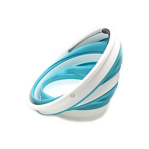 SAMMART 10L / 2.64 Gallon Collapsible Plastic Bucket - Foldable Round Tub - Portable Fishing Water Pail - Space Saving Outdoor Waterpot, Size 31cm Dia (1, Bright Blue)