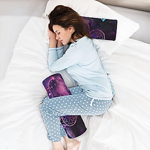 xigua Abstract Pattern Neck Roll Pillow for Neck Relief with Removable Washable Cover - Memory Foam Round Cylinder Bolster, Ergonomically Designed for Head, Neck, Back, and Legs