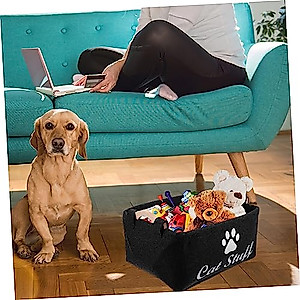 SECFOU Pet Cloth Storage Box Dog Storage Bin cat bin cubby Cubes Pet Toys Basket storage bins for clothes Pet Clothes Dog Toys Storage Bin cat toy cat basket square office wooden handle