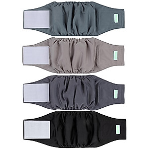 wegreeco Belly Bands for Male Dogs, (4 Pack) of Washable Male Dog Diapers, Super Absorbent Dog Belly Band (Green, Brown, Black, Grey, X-Large)