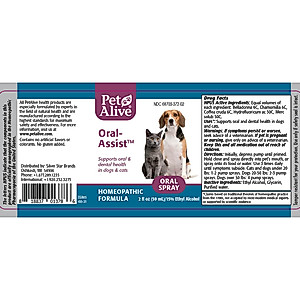 PetAlive Oral-Assist - Natural Homeopathic Formula Supports Oral and Dental Health in Dogs and Cats - Supports Healthy Teeth and Gums in Pets - 59 mL