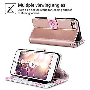 ULAK Case for iPhone SE 3 Wallet 2022, iPhone 8 Wallet, iPhone SE Wallet 2020, iPhone 7 Flip Case, PU Leather Kickstand Card Holder Protective Cover for iPhone 7/8/iPhone SE 2nd 3rd Gen, Rose Gold