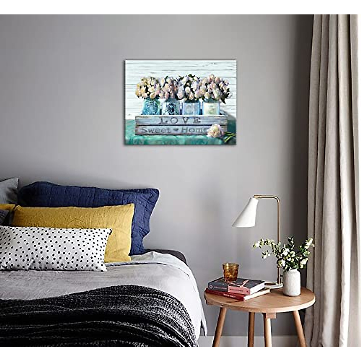 HKDGOKA Wall Decor for Bedroom - Rose Canvas Wall Art for Living Room Rustic Farmhouse Paintings Pictures Ready to Hang for Bathroom Home Decorations 11x15inch