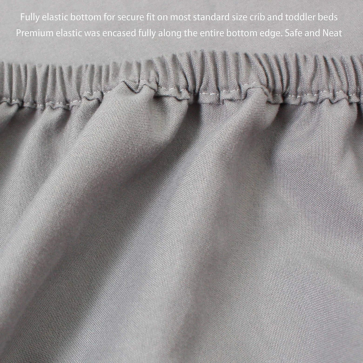 CaSaJa Original Crib Sheet and Skirt Set for Baby Boy Girl, Breathable Soft Nursery Crib Bedding Set Standard, 14” Drop Pleated Bedskirt Navy, 9” Deep Pocket Fitted Mattress Bed Sheet Gray