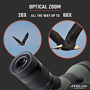 Athlon Optics Argos HD 20-60x85 Spotting Scope - 45 Degree, Green/Black