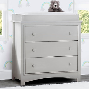 Delta Children Perry 3 Drawer Dresser with Changing Top, Moonstruck Grey