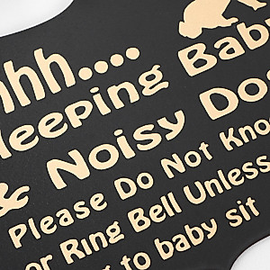 WINOMO Shhh Sleeping Baby Door Sign Do Not Disturb Sign Baby Room Hanging Wooden Decorative (Black)