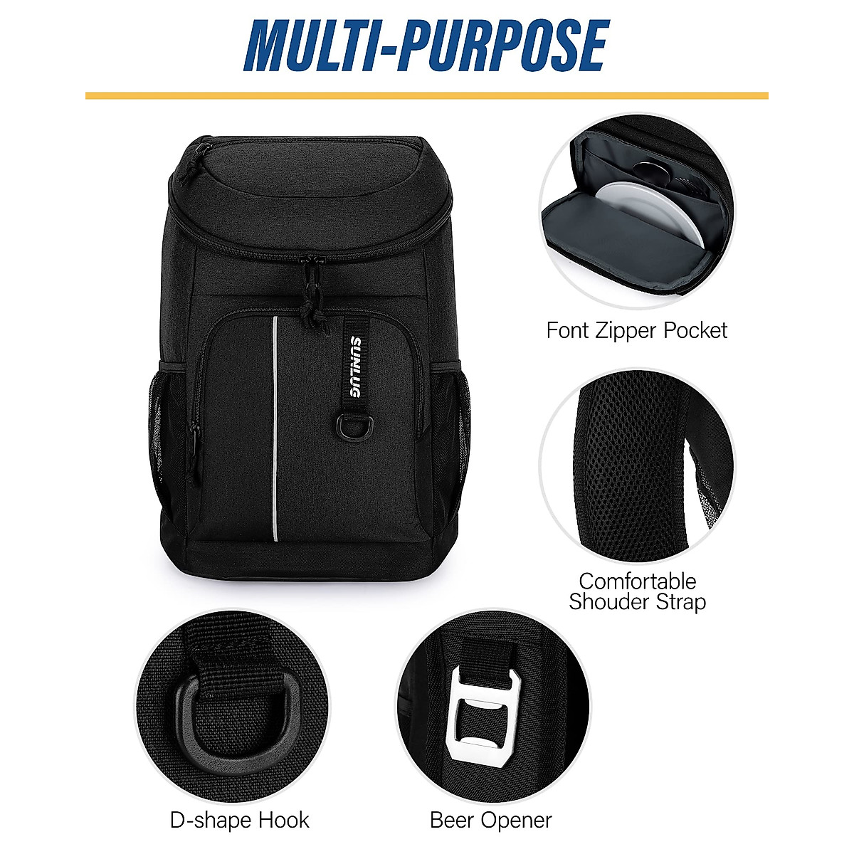 SUNLUG Cooler Backpack 30 Cans Leakproof Backpack Cooler, Insulated Lightweight Backpack Large Cooler Backpacks for Men Women to Picnics, Camping, Beach