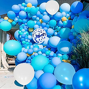 Royal Blue Latex Balloons 12 Inch Blue Confetti balloon pearl White balloons Royal Light Blue Party Balloons Kit for Birthday Party Decoration Supplies.50pcs…