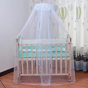 ROPALIA Universal Crib Floor Mosquito Net, Palace Dome Mosquito Net Foldable Mosquito Cover with Lace for Kids