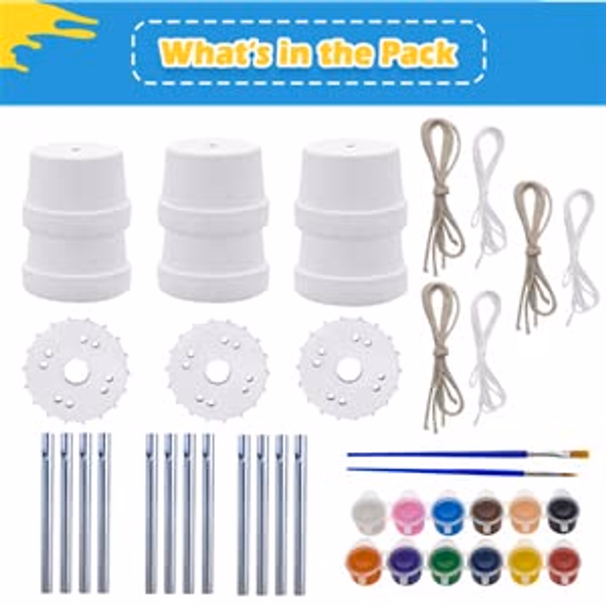 3-Pack Make A Wind Chime Kits - Arts & Crafts Construct & Paint Wind Powered Musical Chime DIY Gift for Kids, Boys & Girls
