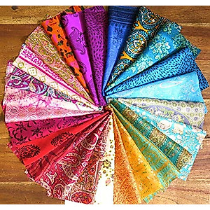 25 Pieces of Vintage Silk Remnants, Silk Fabric Scraps, Easter Egg Dyeing Silk Scraps, Silk Recycled Craft Fabric (10inch X 8inch Inches) Triangle, Multi