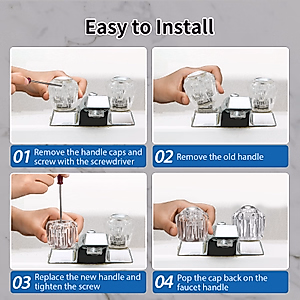 Bathroom Faucet Knobs Replacement, Bathtub Faucet Handles 1 Pair Hot and Cold 2 Knobs with A Screwdriver and Screws Compatible with Delta LDR Delex Peerless Faucets