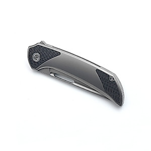 Miguron Knives M Eriko Flipper Folding Knife 3.5" M390 Blade Titanium Handle Carbon Fiber Inlay Pocket Knife MGR-610BK