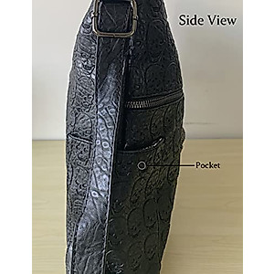 Downupdown Women Handbag Print Shoulder Bag Skull Rivet Crossbody Satchel Messenger Large Tote Purse Handbag (Black1)