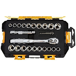 DEWALT Drive Socket Set, SAE/Metric, 1/2-Inch, 23-Piece (DWMT73813)