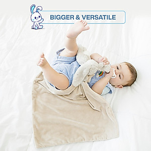 Loveys for Babies Security Blanket for Boys Girls Newborn Infant Essentials - Large Stuffed Super Soft Bunny Animal Snuggle Plush Toddler Soothing Toy with Milestone Card Gift (Blue/Brown)