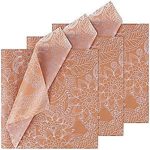 Kavoc 60 Sheets Paisley Blue Red Gift Tissue Paper,20" x 20" Brown Boho Wrapping Art Tissue Paper for Western Cowboy Theme Party Decoration (Brown)