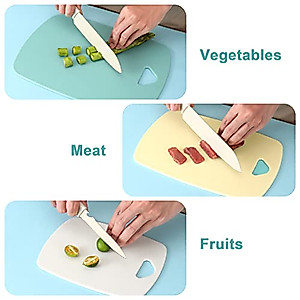 Uaniar Cutting Boards for Kitchen, Plastic Large Cutting Board Set of 3, Dishwasher Safe Chopping Board for Meat, Vegetables and Fruits, Easy Grip Handle, Non-Slip, Multi Color