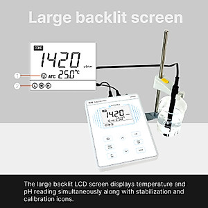 Apera Instruments AI502 EC700 Benchtop Lab Conductivity/Temperature Meter, Plastic, 1% F.S Accuracy, 0-200.0 mS/cm Range, 1-4 Points Auto Calibration