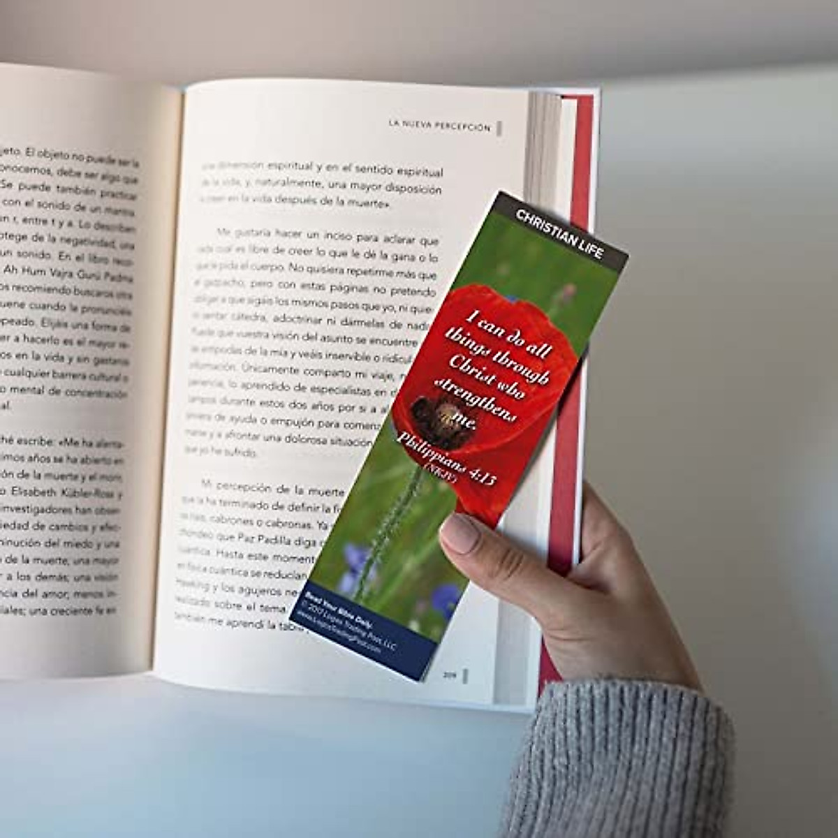 Christian Bookmark with Bible Verse, Pack of 25, Christian Life Themed, I Can Do All Things Through Christ Who Strengthens Me, Philippians 4:13