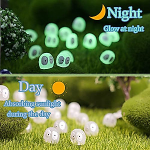 100Pcs Glow in The Dark Little Briquettes Elves Garden Miniatures Accessories Luminous Forest Elves Resin Fairy Garden Micro Landscape Doll Accessories for Gnomes Garden Outdoor Patio Lawn Yard Decor