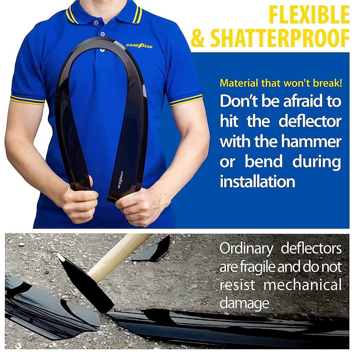 Goodyear Shatterproof in-Channel Window Deflectors for Ford F150 2015-2020 SuperCrew (fit for Ford F250-F550 17-23), Rain Guards, Window Visors, Vent Deflector, Truck Accessories, 4 pcs- GY003407