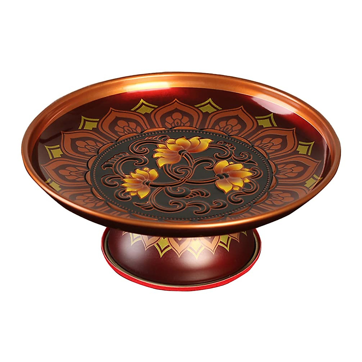 Buddhist Plate Antique Offering Bowls Worship God Sacrificial Bowl Fruit Tray Food Dessert Snack Blessing Fruit Tray Copper Bowl for Altar Rituals Incense Decorations 8in