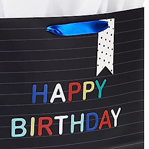 Hallmark 13" Large Personalized Gift Bag with Tissue Paper (Black Letterboard with Letter Stickers) for Back to School, Birthdays, Graduations, Holidays, Baby Showers