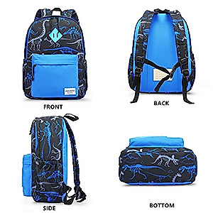 NICE CHOICE Preschool Backpack Kindergarten Elementary School Toddler Backpacks With Lunch Bag Pencil Case Set for Boys and Girls (Blue Dinosaur)
