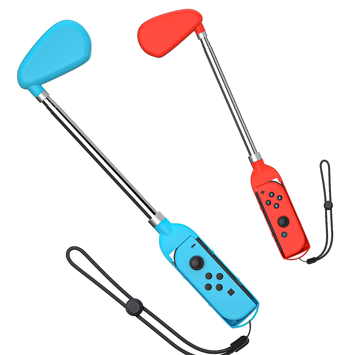Golf Clubs for Nintendo Switch Mario Golf Super Rush 2021, Adjustable Handle Grip Compatible with Mario Golf Switch - Blue and Red