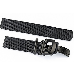 20mm Stainless Steel Knitted Watch band strap for IWC Portofino Family IW356505 IW356506 IW391010 IW391009 (Black)